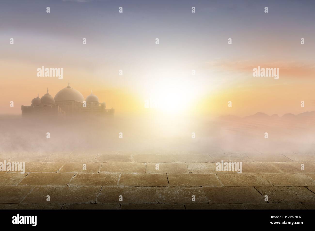 Mosque with the sunset scene background Stock Photo - Alamy