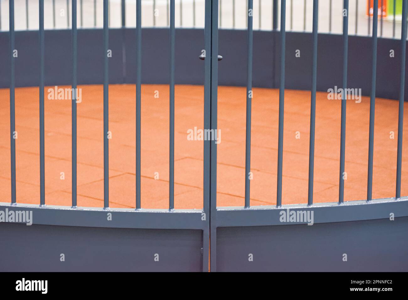 Round steel bar railing for playgrounds Stock Photo - Alamy