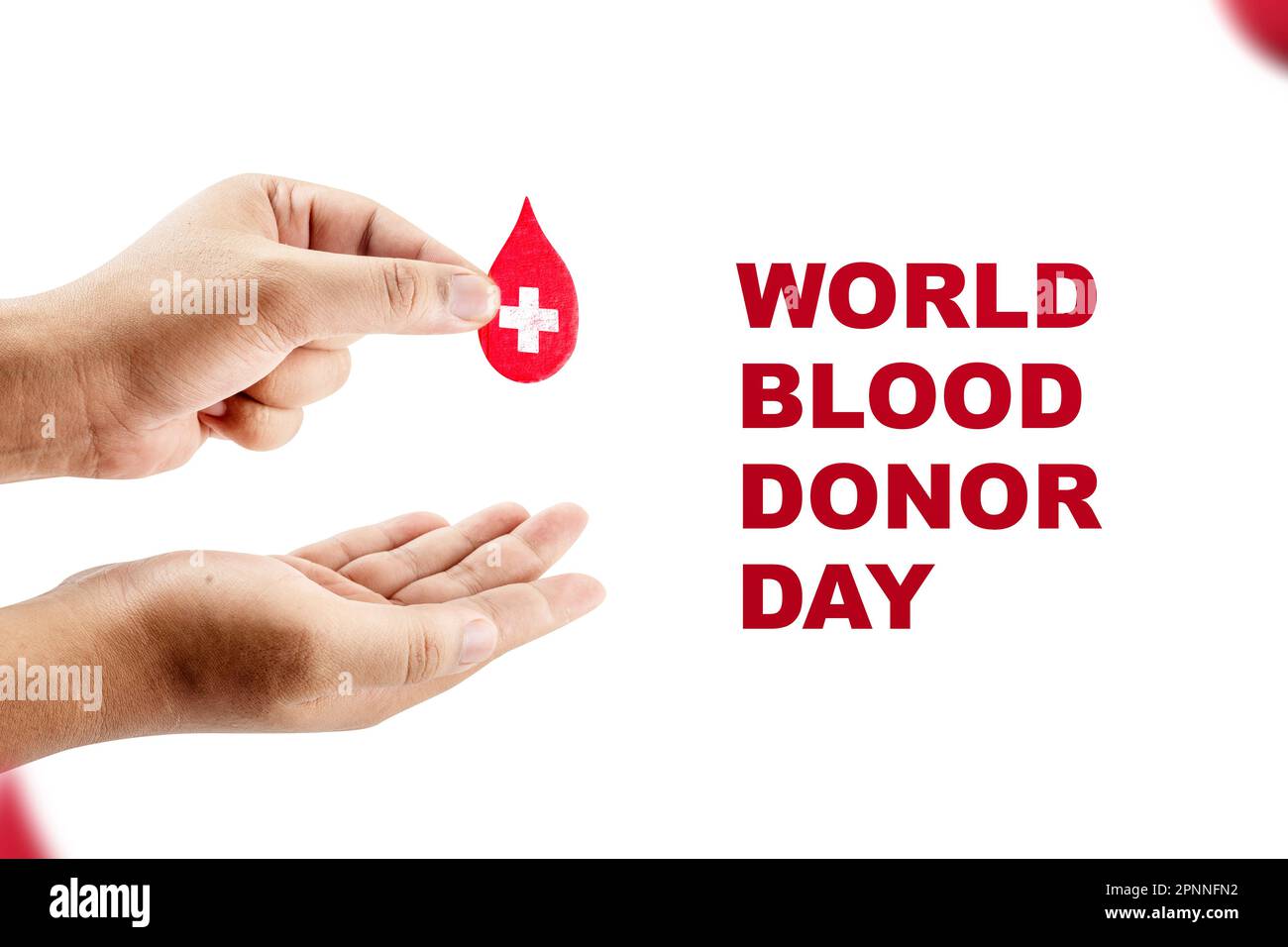 Human hand giving red blood drop. World blood donor day concept Stock ...