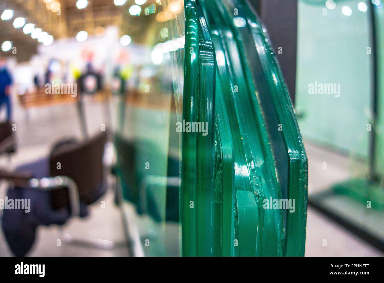 Thick bulletproof glass. Side view Stock Photo - Alamy