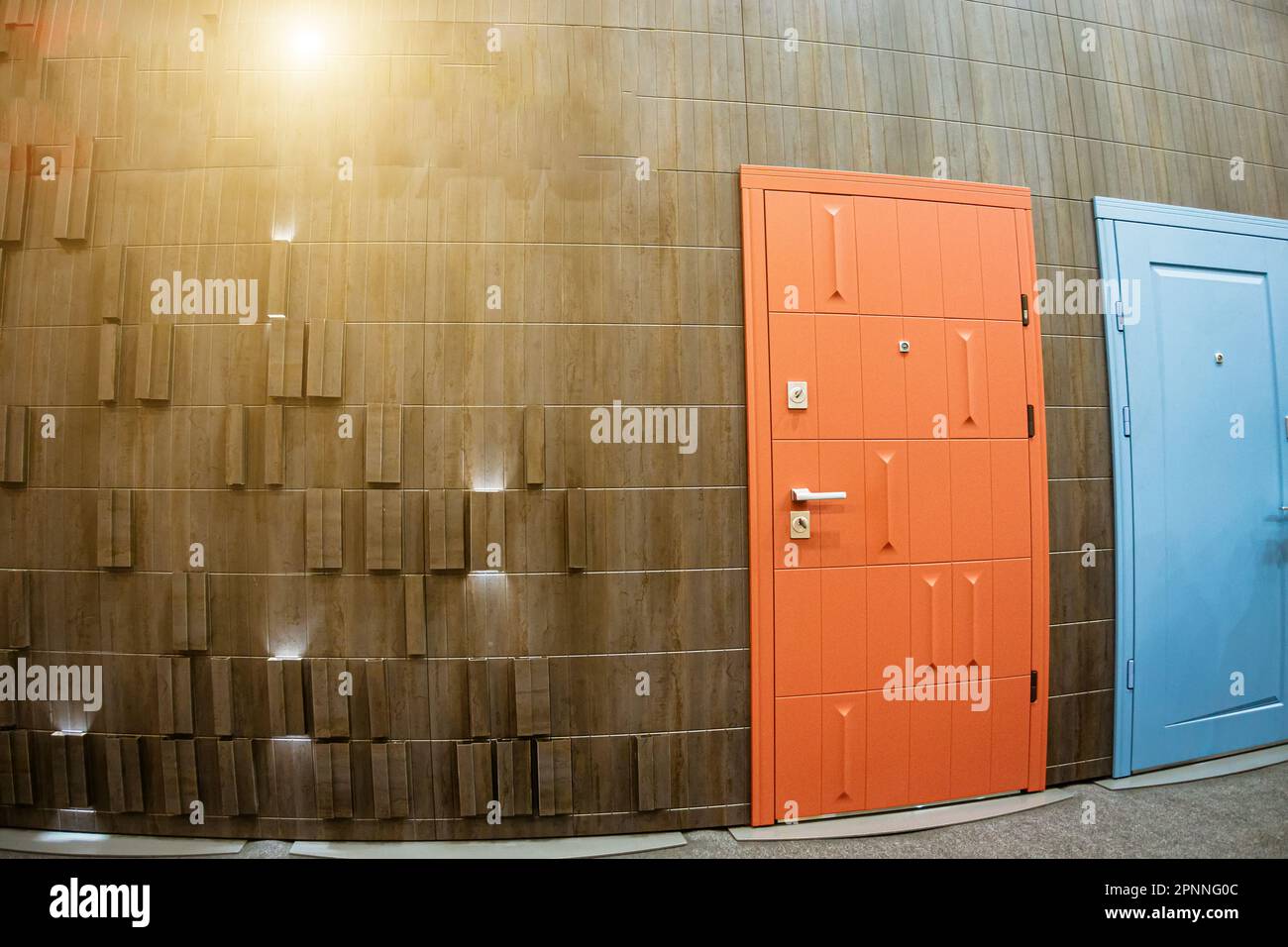 Modern iron front door with lock Stock Photo - Alamy