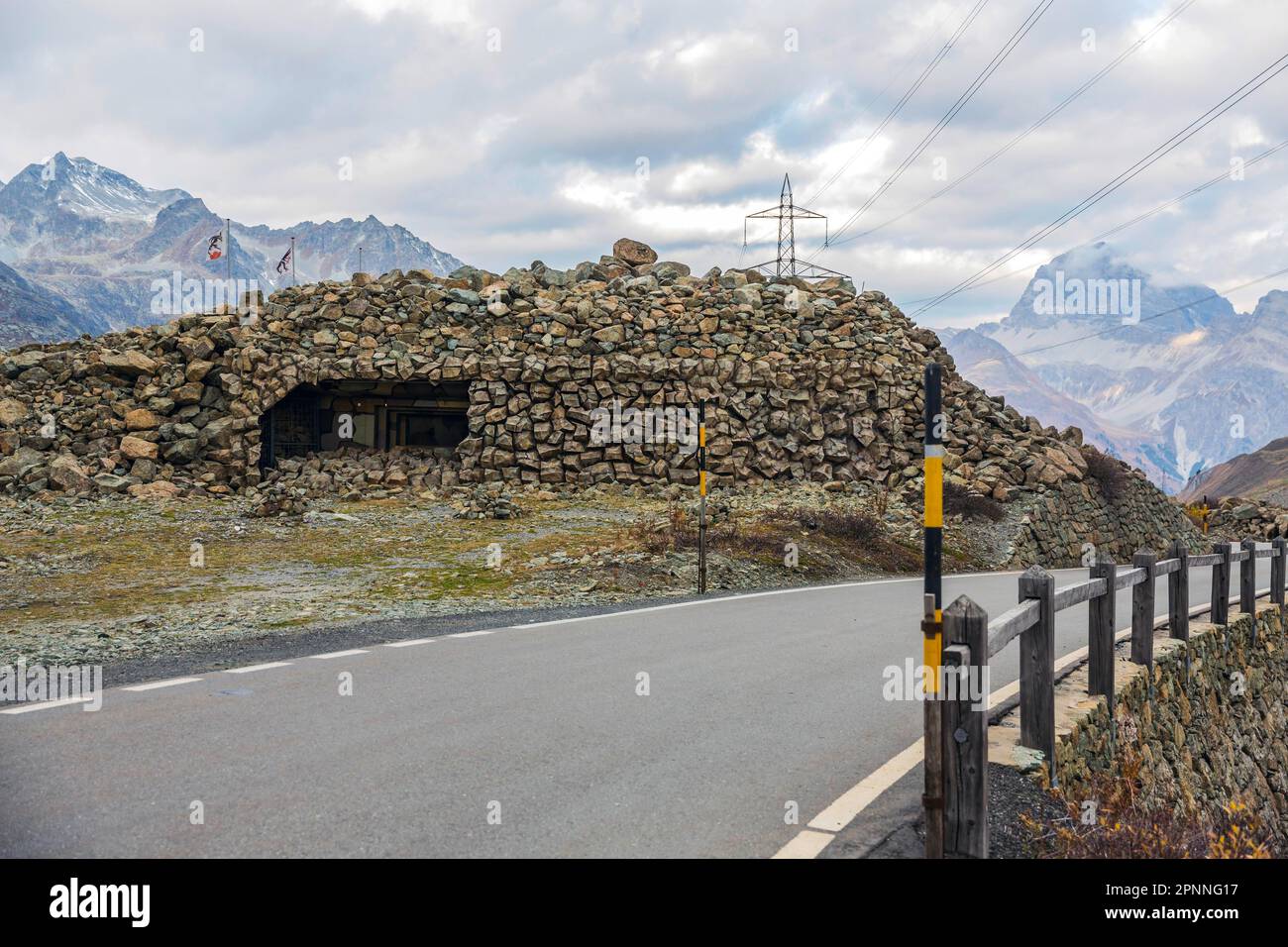 Swiss military bunker for national defence, camouflaged in a boulder ...