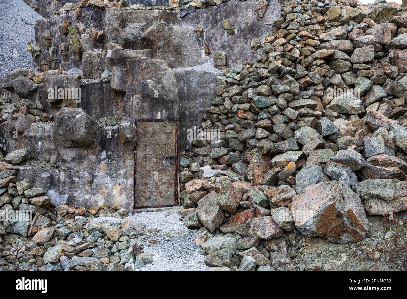 Swiss military bunker for national defence, camouflaged in a boulder ...