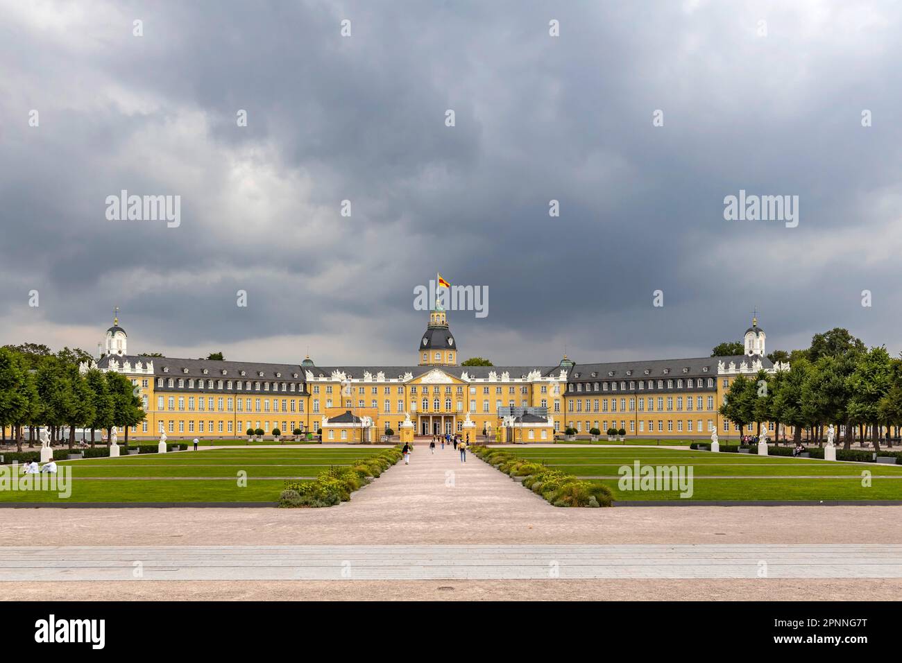 Baden flag above the baroque palace, the former residence palace houses ...