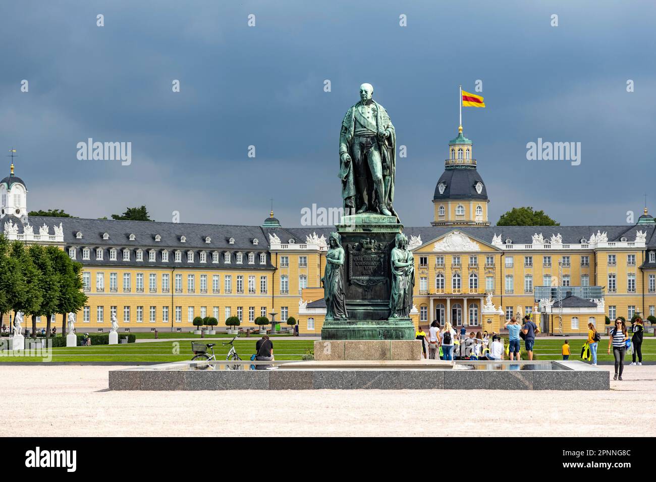 Baden flag above the baroque palace, the former residential palace ...