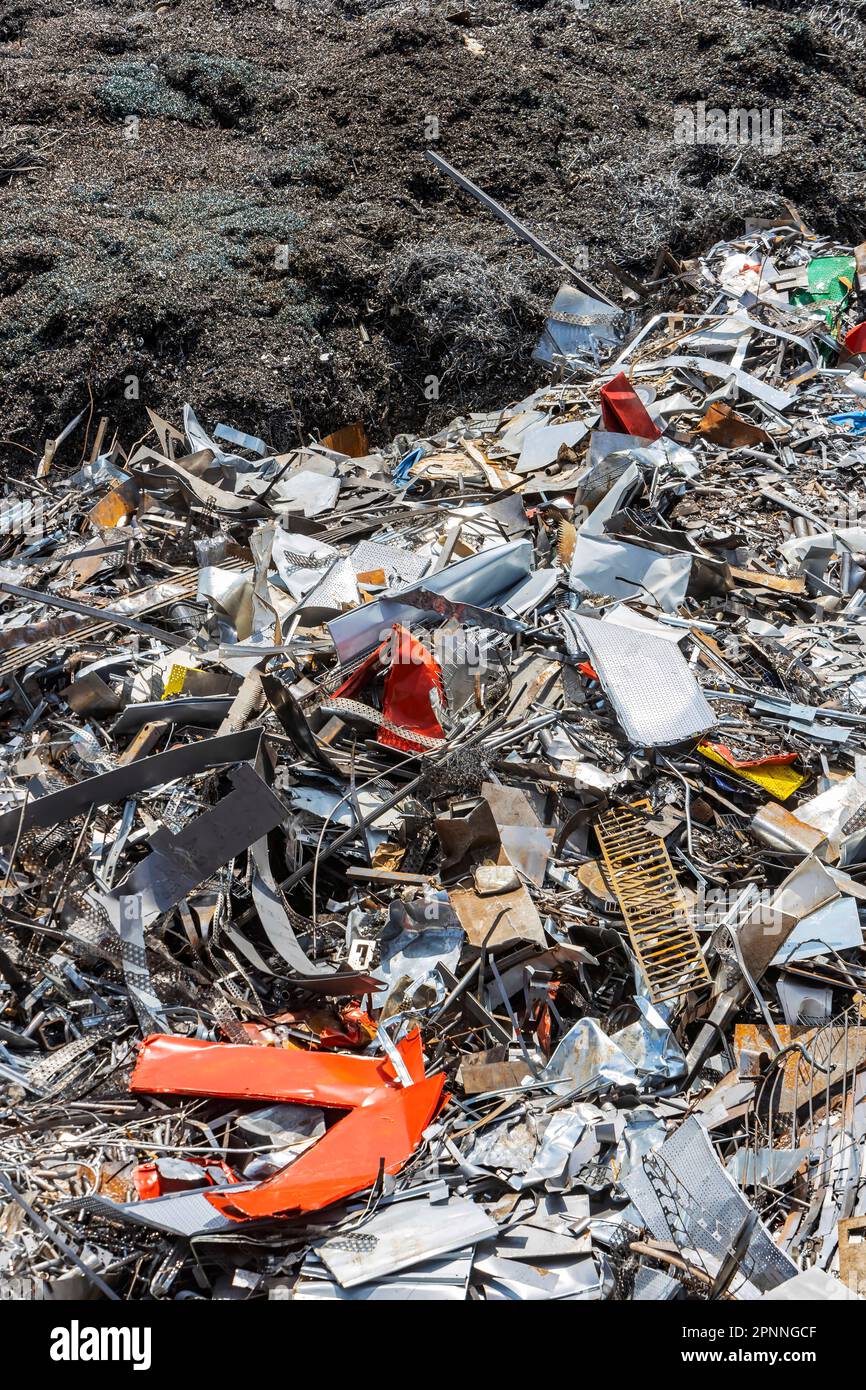 Scrap metal, non-ferrous metal, scrap metal on a dump, Stuttgart, Baden ...