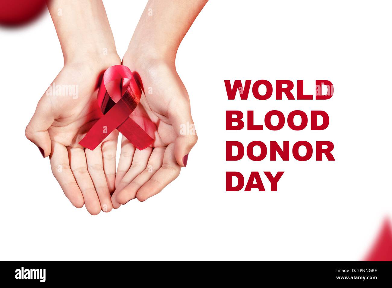 Human hand showing red ribbon. World blood donor day concept Stock ...