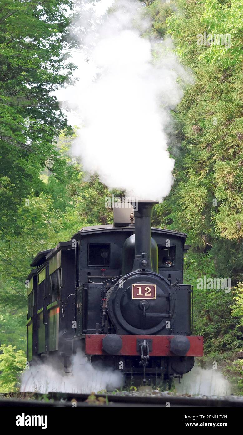 The oldest steam locomotive in Japan restarts its operation at Meiji Village Museum in Inuyama ...