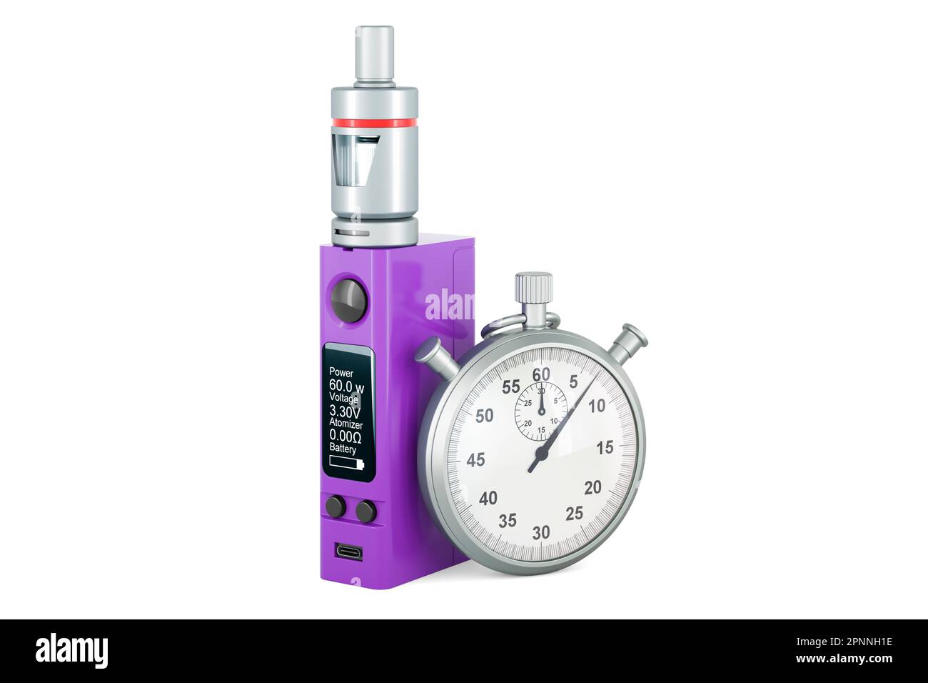 Box Mod e-cigarette with stopwatch, 3D rendering isolated on white ...