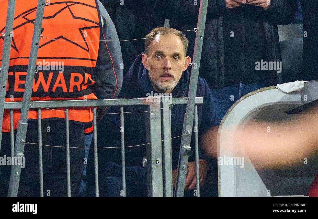 Munich, Apr 19, 2023. referee Clement Turpin, FRA shows red card to ...