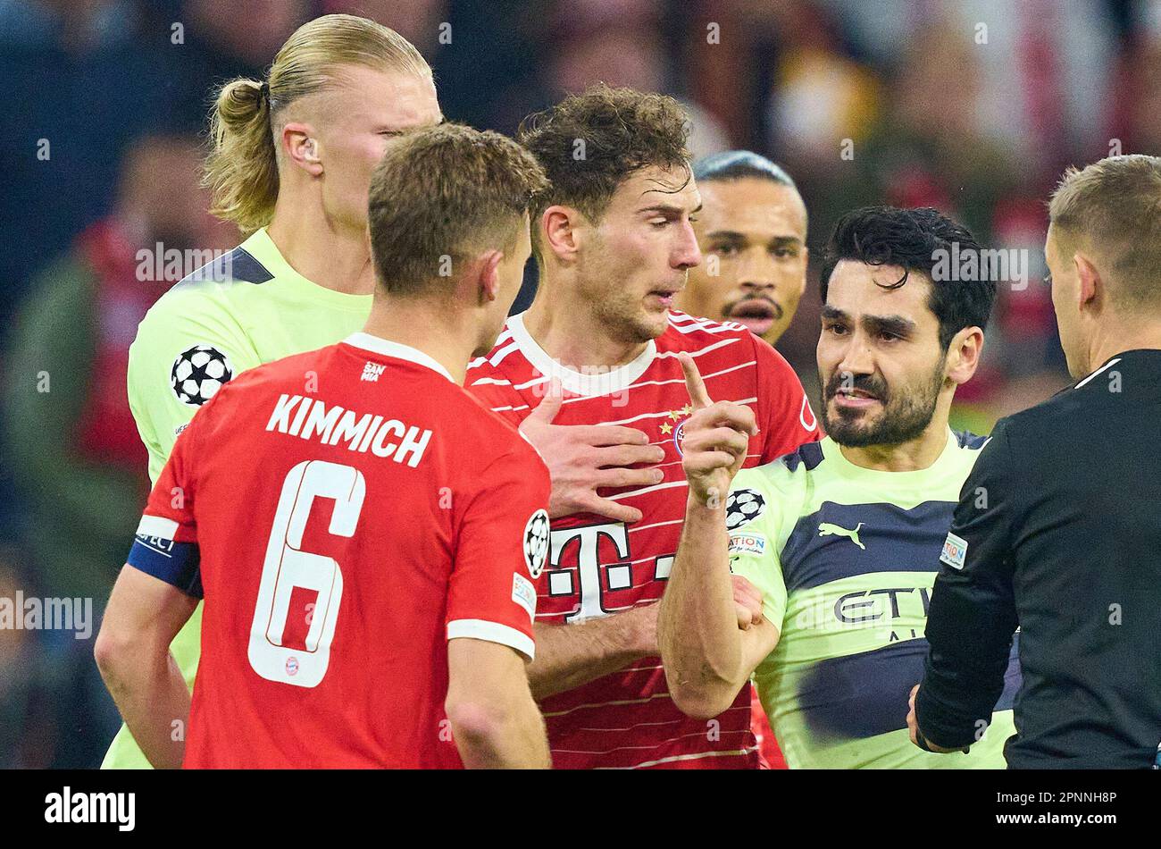 Munich, Apr 19, 2023. Joshua KIMMICH, FCB 6 Leon GORETZKA, FCB 8 Ilkay ...