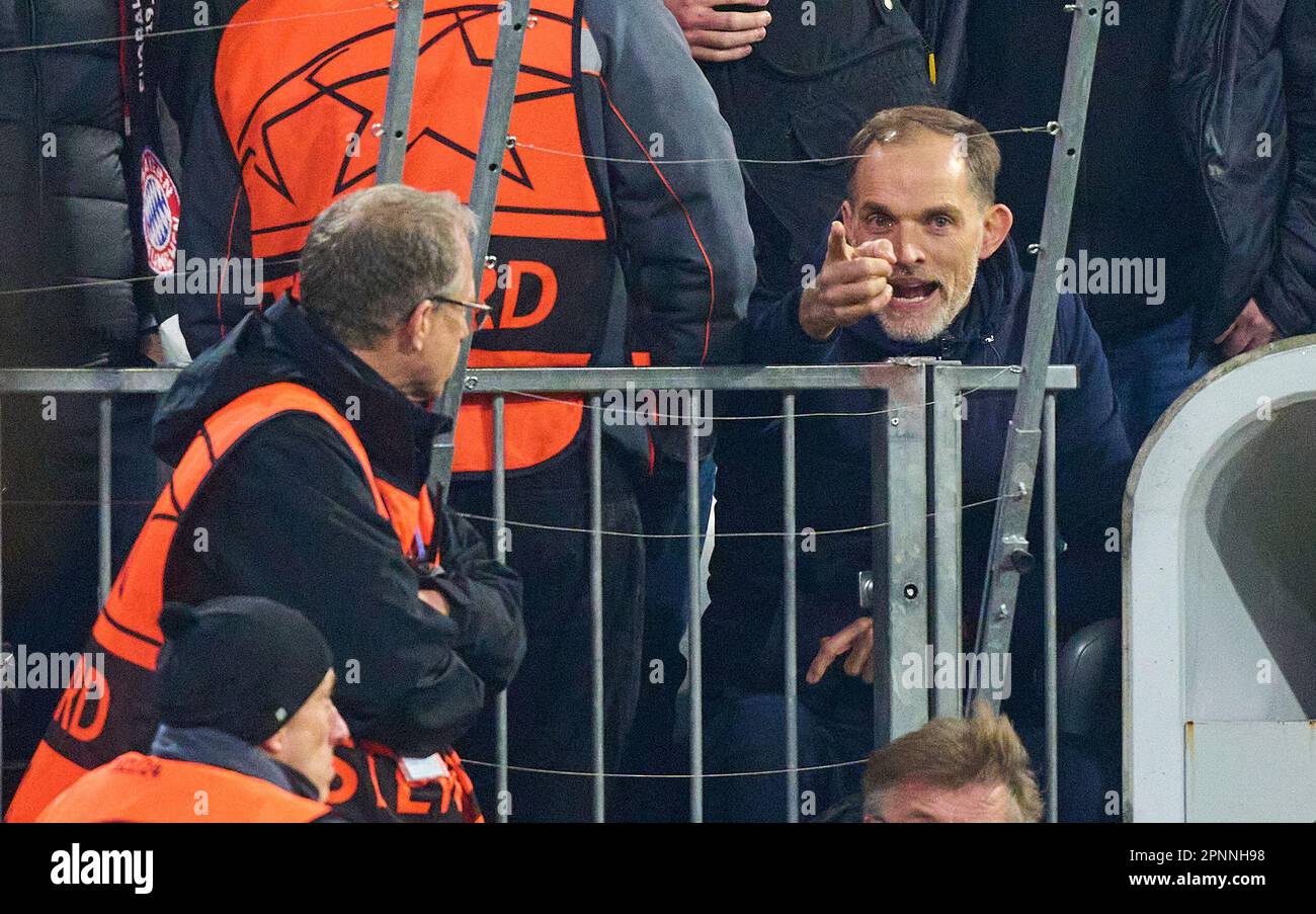 Munich, Apr 19, 2023. referee Clement Turpin, FRA shows red card to ...
