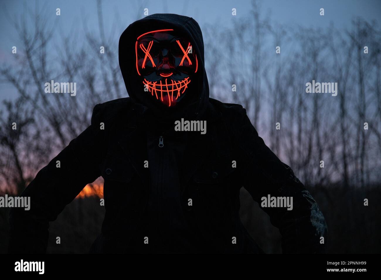 Purge mask, man with LED mask, Frankfurt am Main, Hesse, Germany Stock ...