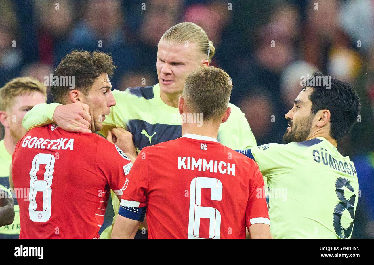 Munich, Apr 19, 2023. Joshua KIMMICH, FCB 6 Leon GORETZKA, FCB 8 Ilkay ...