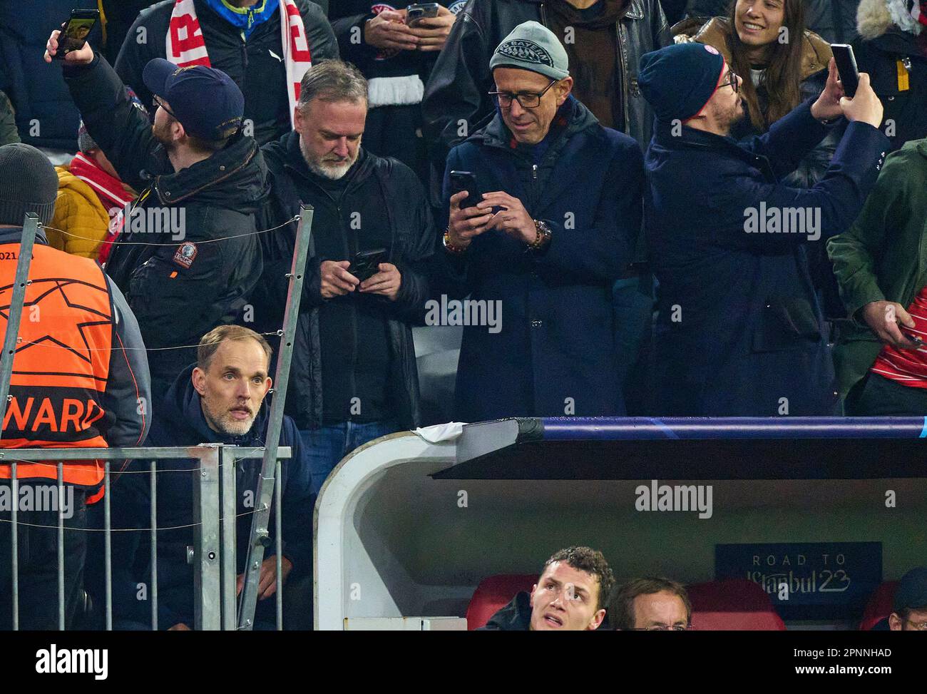 Munich, Apr 19, 2023. Trainer Thomas Tuchel (FCB), team manager ...