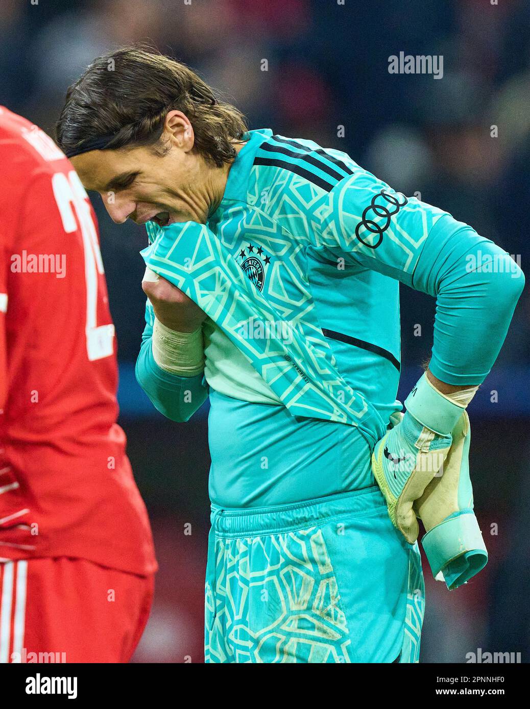 Munich, Apr 19, 2023. Yann Sommer, FCB 27 goalkeeper sad after the ...