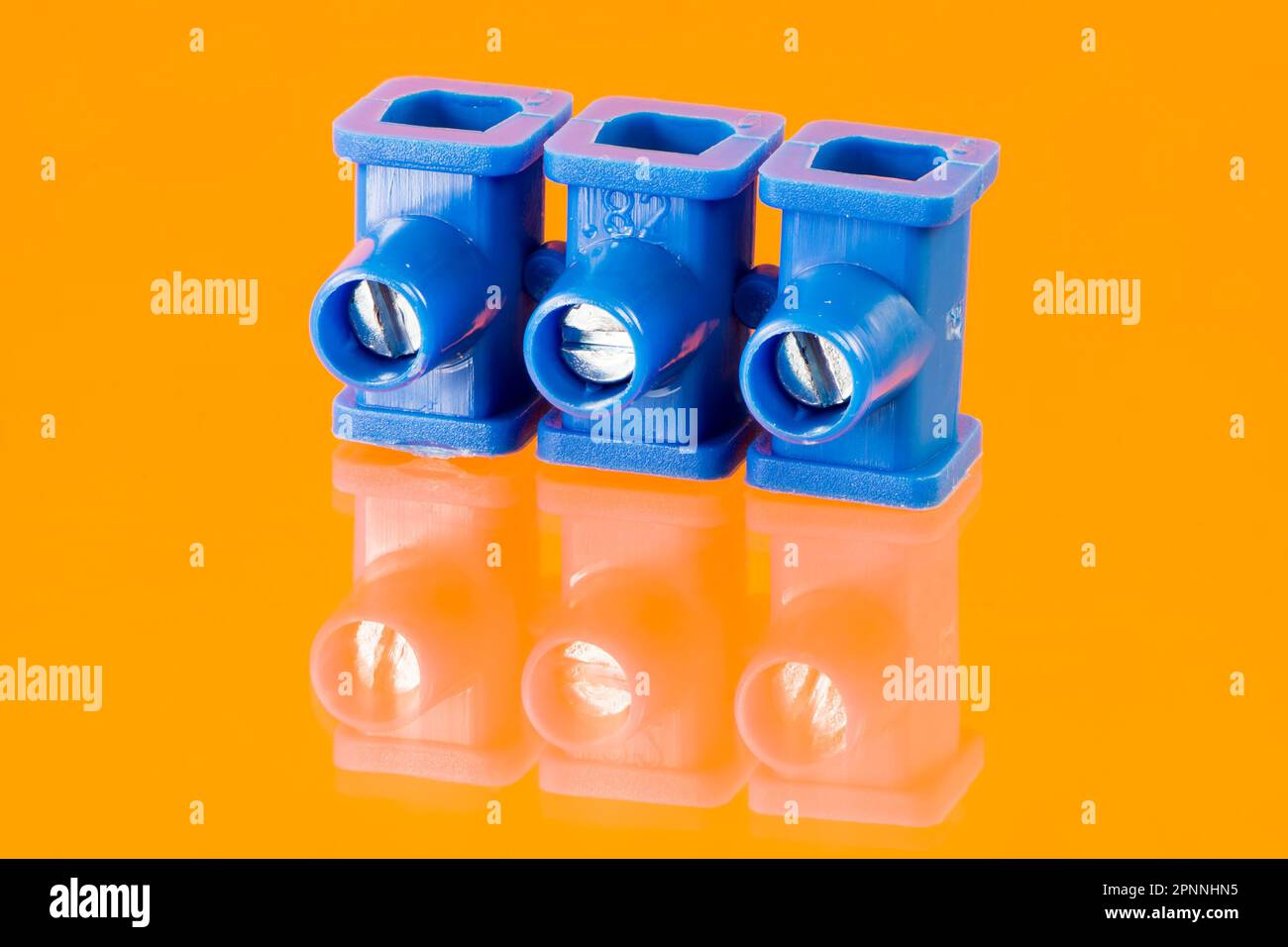 Macro of a blue screw terminal Stock Photo - Alamy
