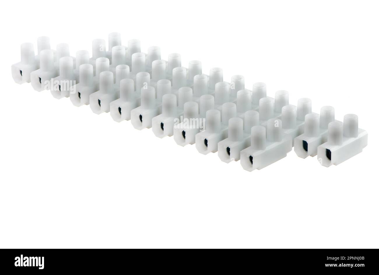 Macro of isolated white screw terminals Stock Photo - Alamy