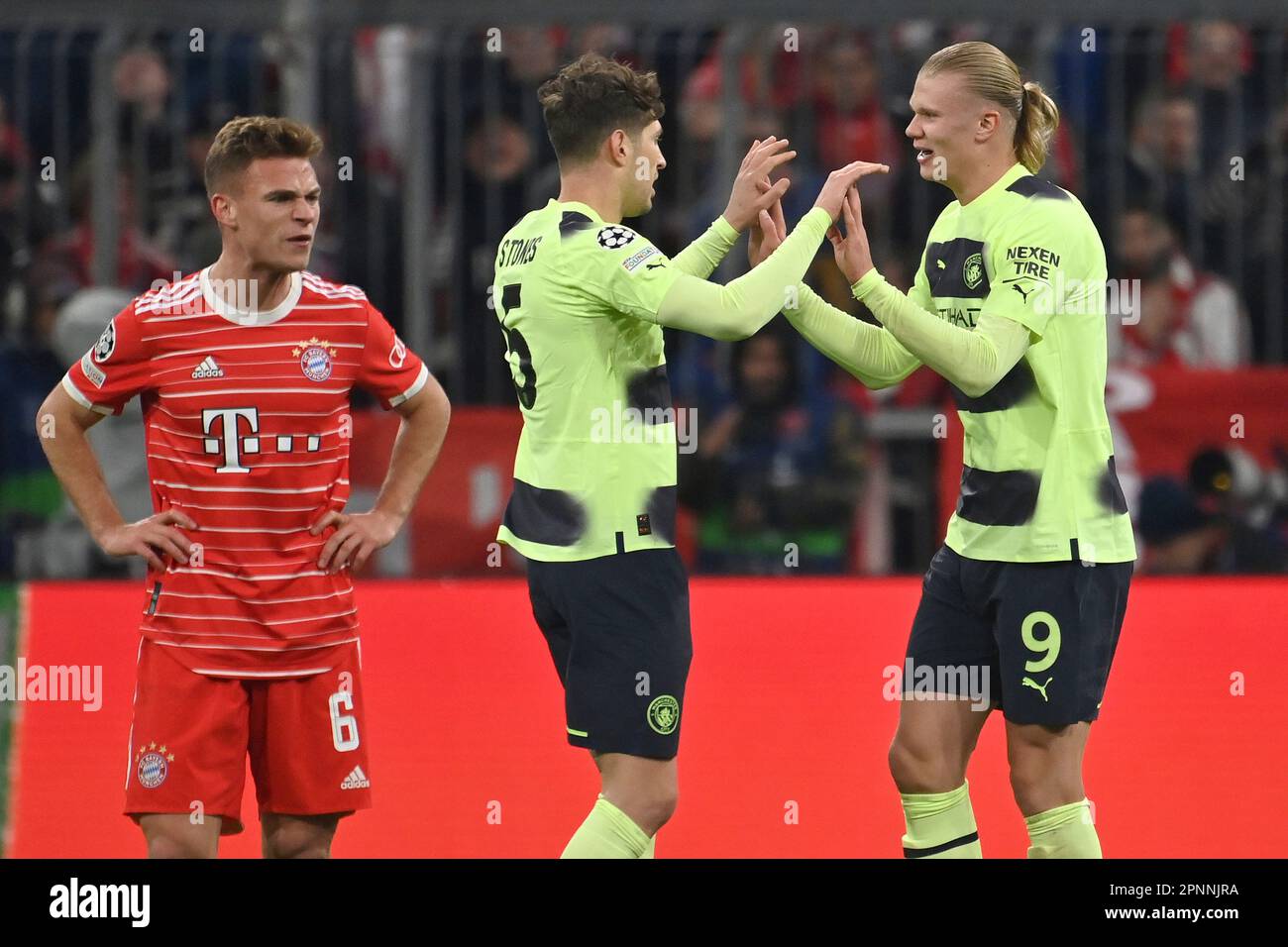 Munich, Deutschland. 19th Apr, 2023. goaljubel Erling HAALAND (ManCity ...