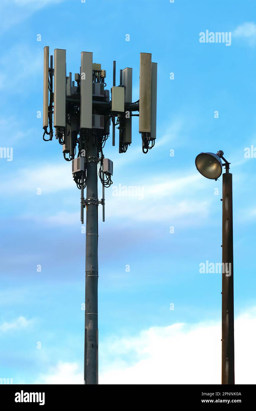 steel towers for communication equipment, cell tower on a tall pole ...
