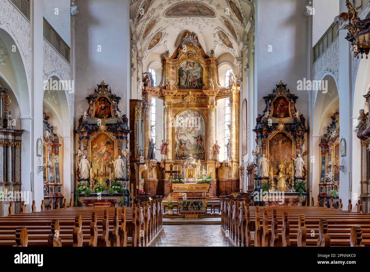 Benedictine monastery of St. Trudpert, interior view with altar, centre ...
