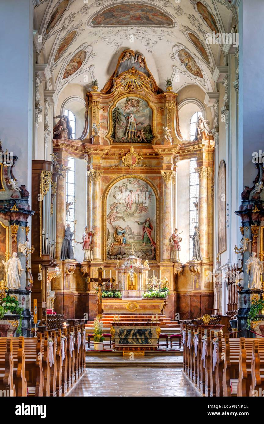 Benedictine monastery of St. Trudpert, interior view with altar, centre ...
