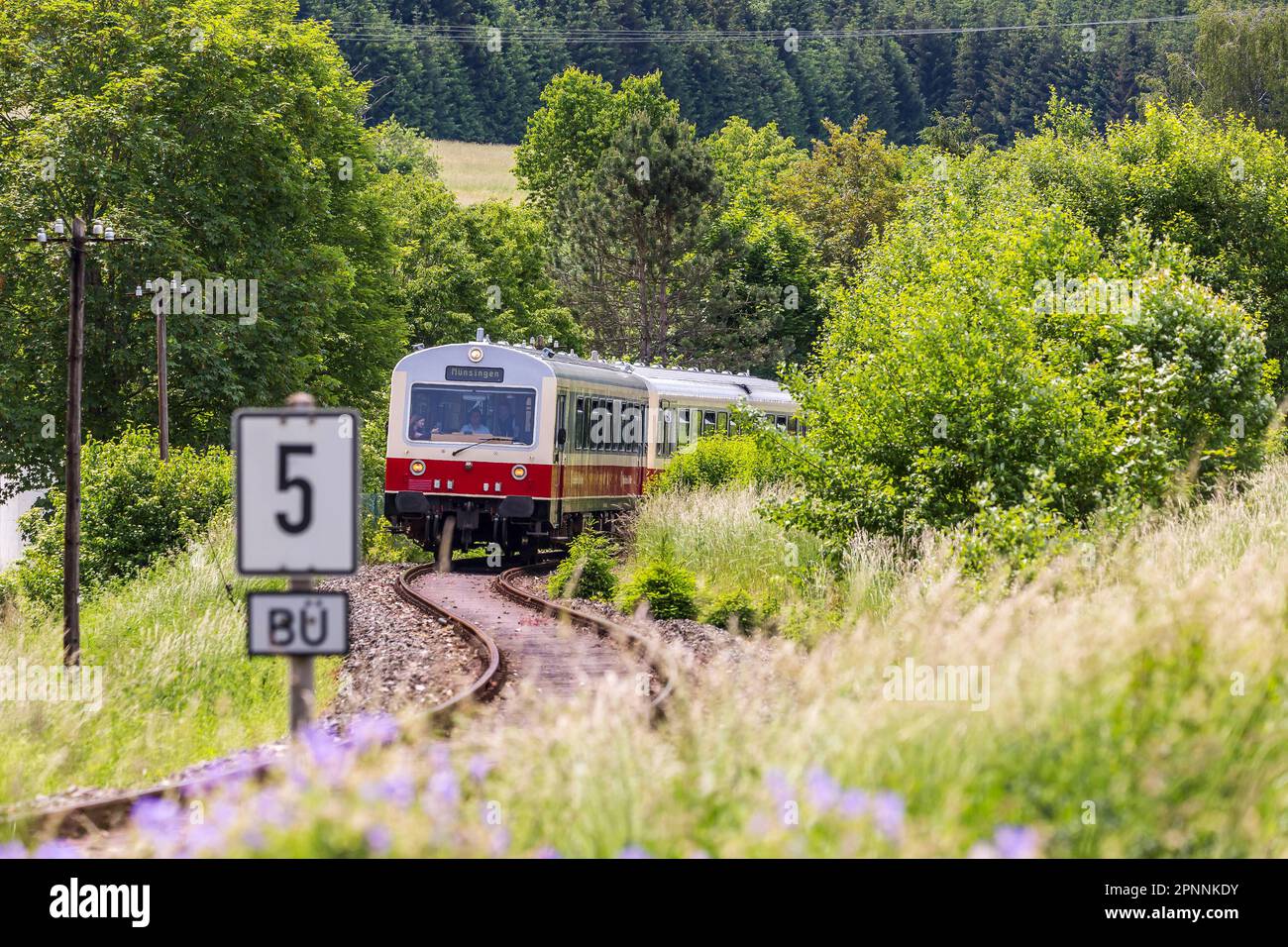 Rail bus on the Swabian Alb Railway, a 43-kilometre branch line on the ...