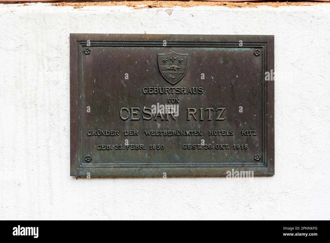 Monument to Cesar Ritz, also Caesar Ritz, the hotelier and founder of ...