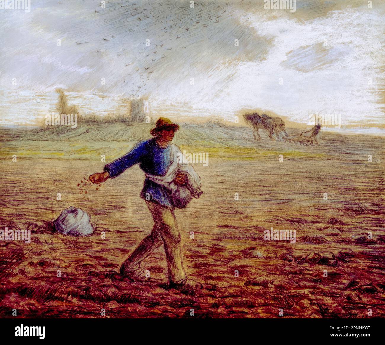 Jean Francois Millet, The Sower, painting in pastel and crayon, circa ...