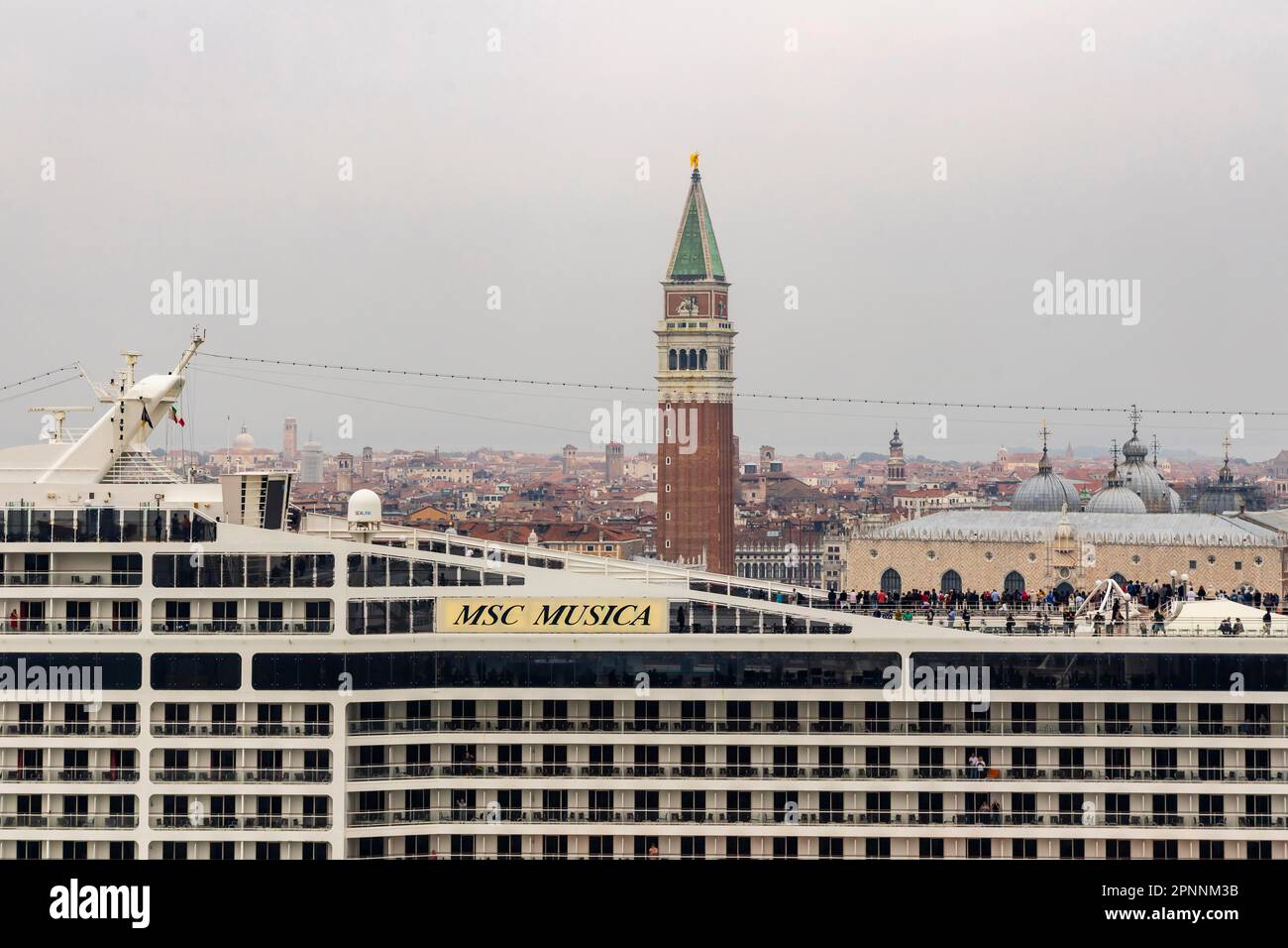 Campanile di San Marco and Palazzo Ducale, the cruise ship MSC Musica ...