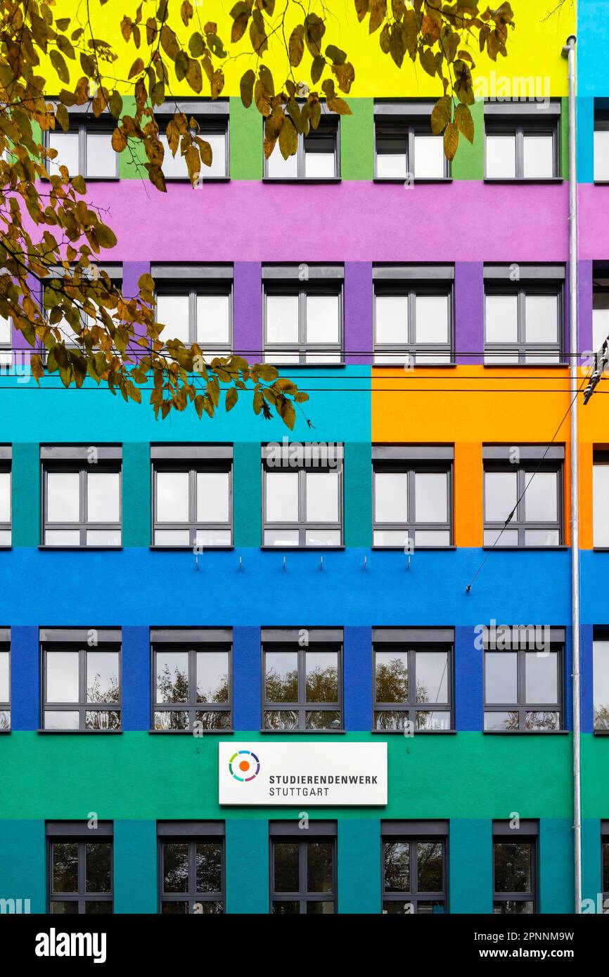 Colourful paint on the facade, Studierendenwerk student housing ...