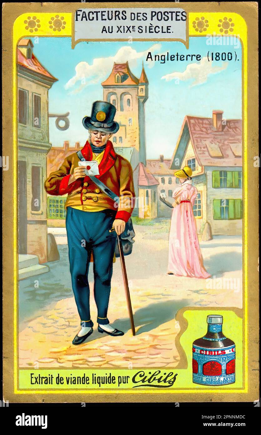 Engish Postman - Vintage Dutch Postcard, Belle Epoque Era Stock Photo ...