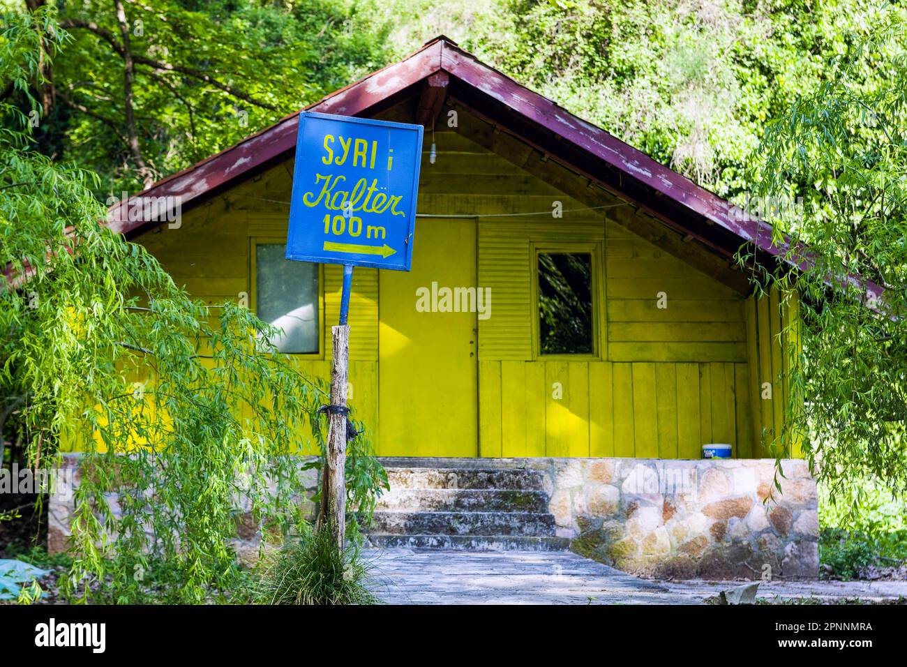 Syri i Kalter, karst spring in the Mali i Gjere mountains, nature park ...
