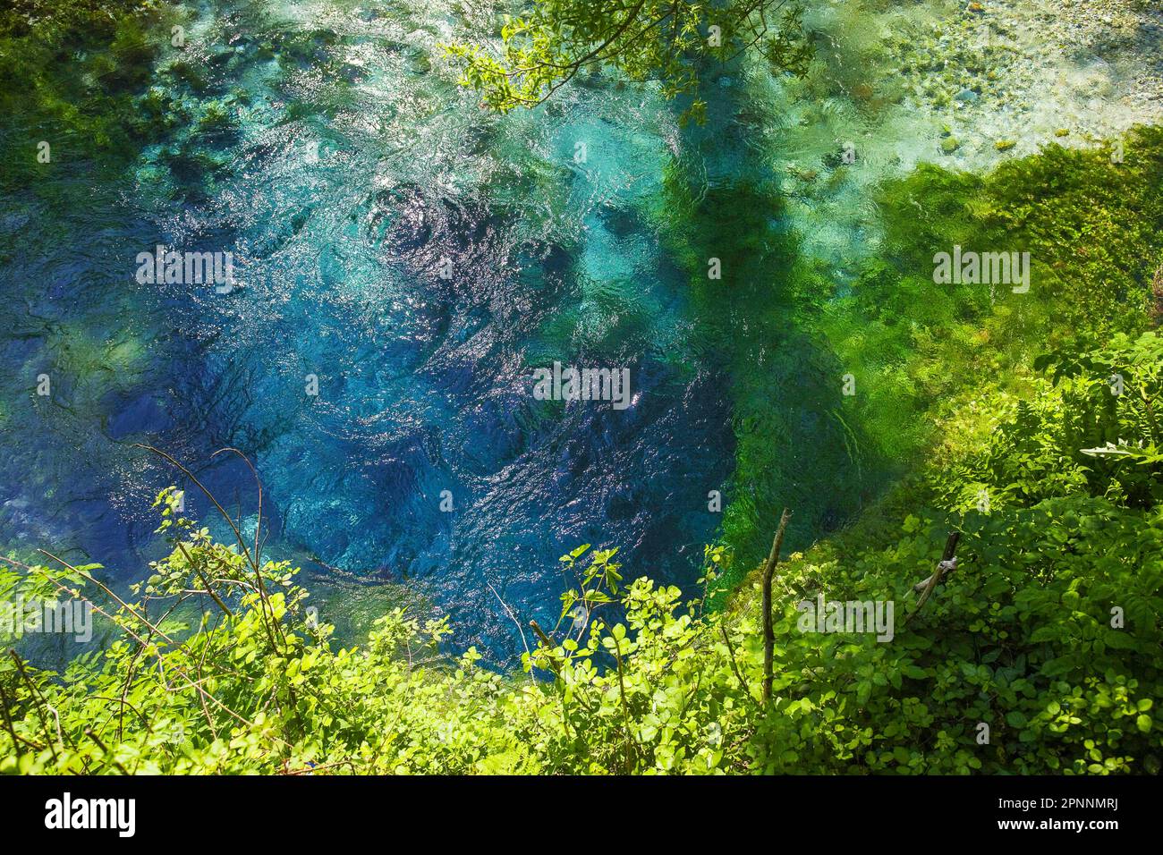 Syri i Kalter, karst spring in the Mali i Gjere mountains, nature park ...