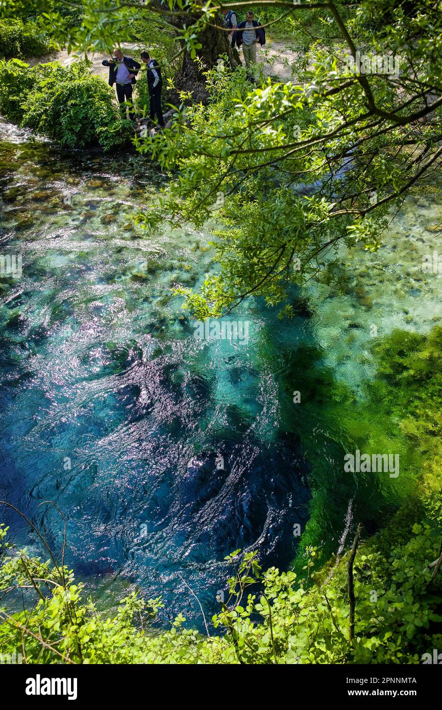 Syri i Kalter, karst spring in the Mali i Gjere mountains, nature park ...