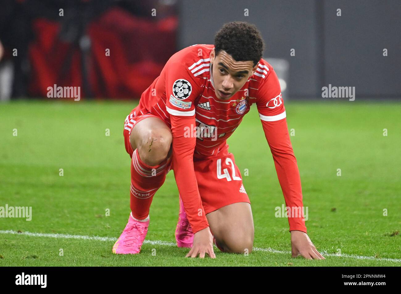 Munich, Deutschland. 19th Apr, 2023. Jamal MUSIALA (FC Bayern Munich ...