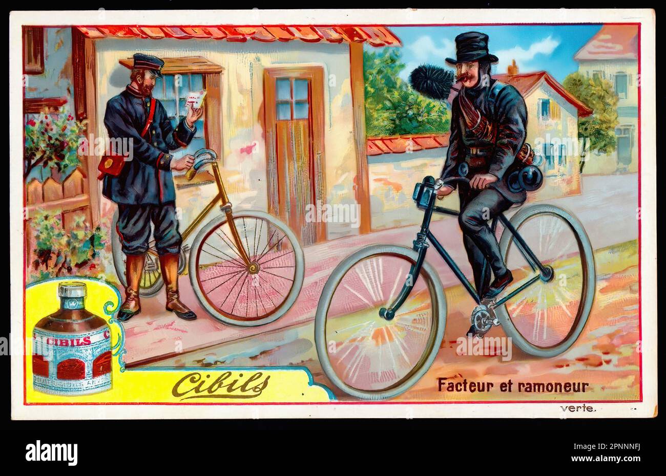 Postman and Chimney Sweep - Vintage Belgian Tradecard, Belle Epoque Era ...