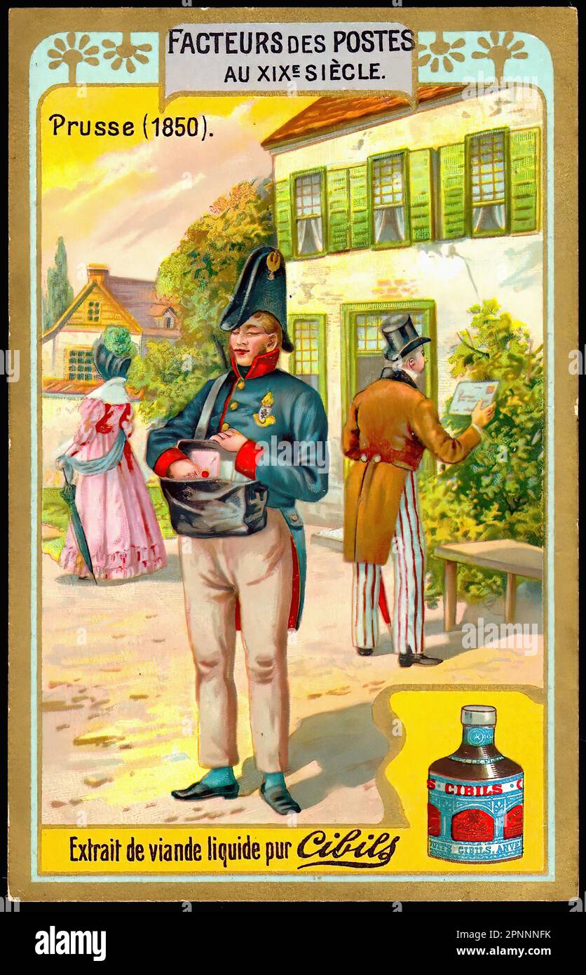 Prussian Postman - Vintage Dutch Postcard, Belle Epoque Era Stock Photo ...