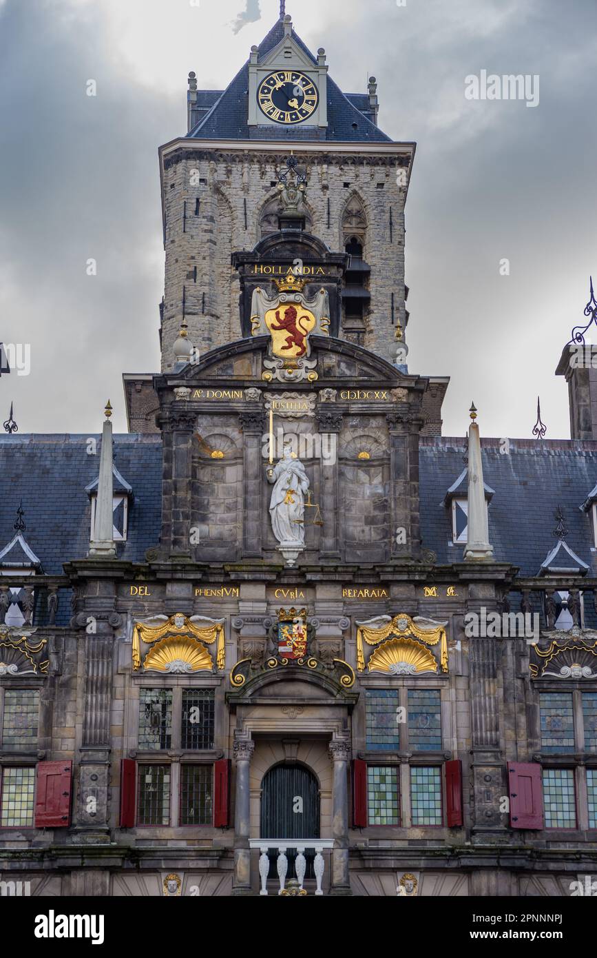 19 April 2023, Delft, Netherlands, architectural details of famous town ...
