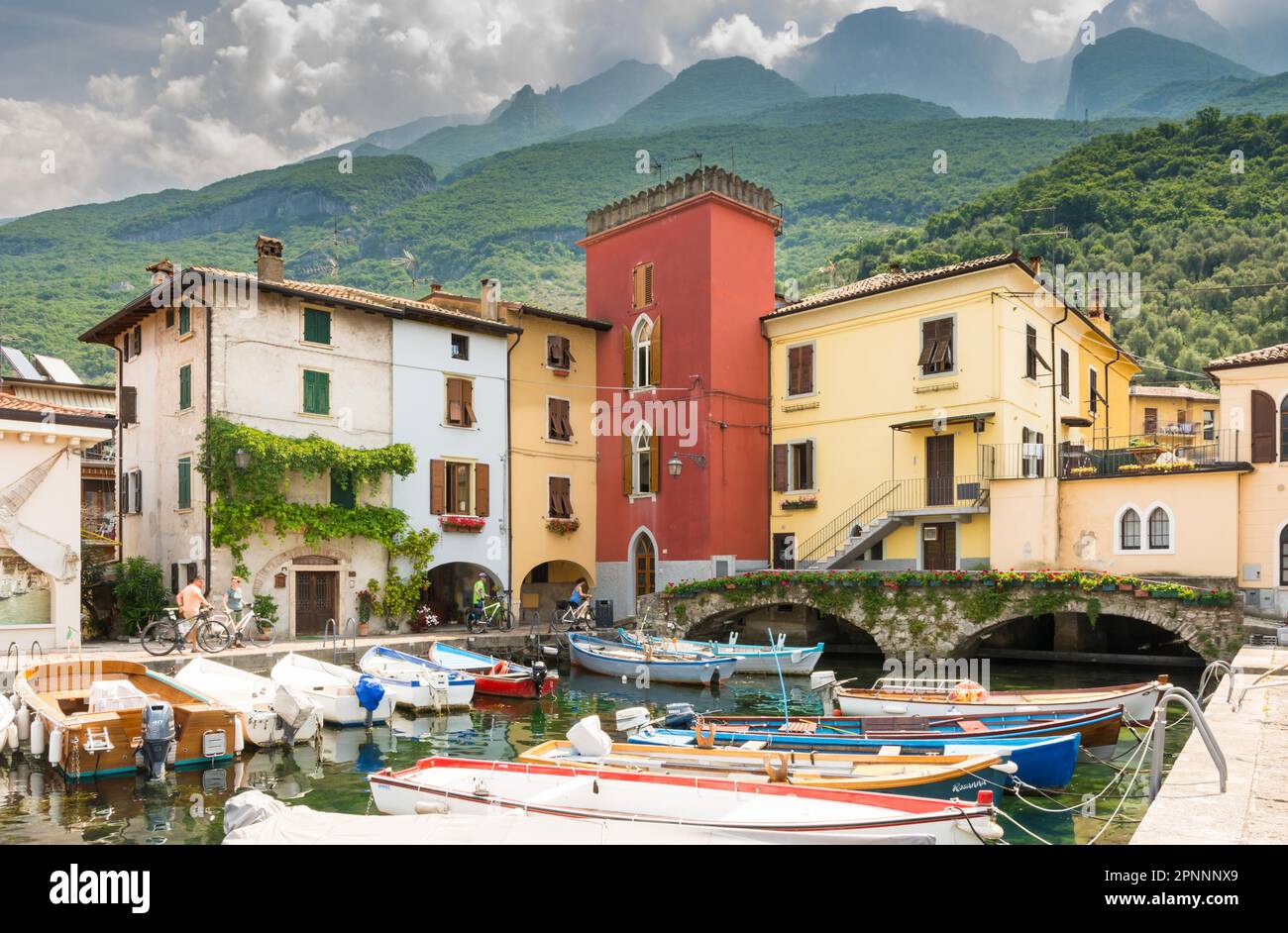 CASSONE, ITALY - JUNE 1: Marina in Lake Garda at Cassone, Italy on June ...