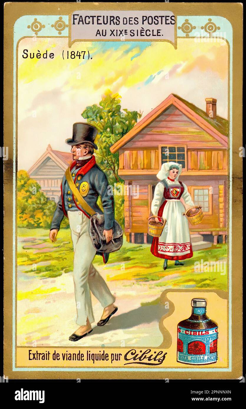 Swedish Postman - Vintage Dutch Postcard, Belle Epoque Era Stock Photo ...