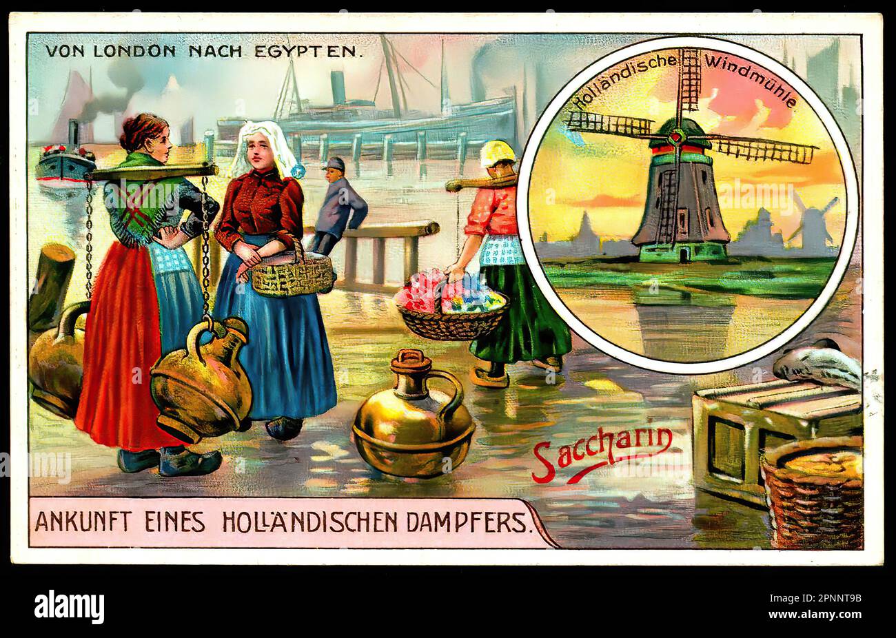 Dutch Port Scene 1900 - Vintage German Tradecard Stock Photo - Alamy