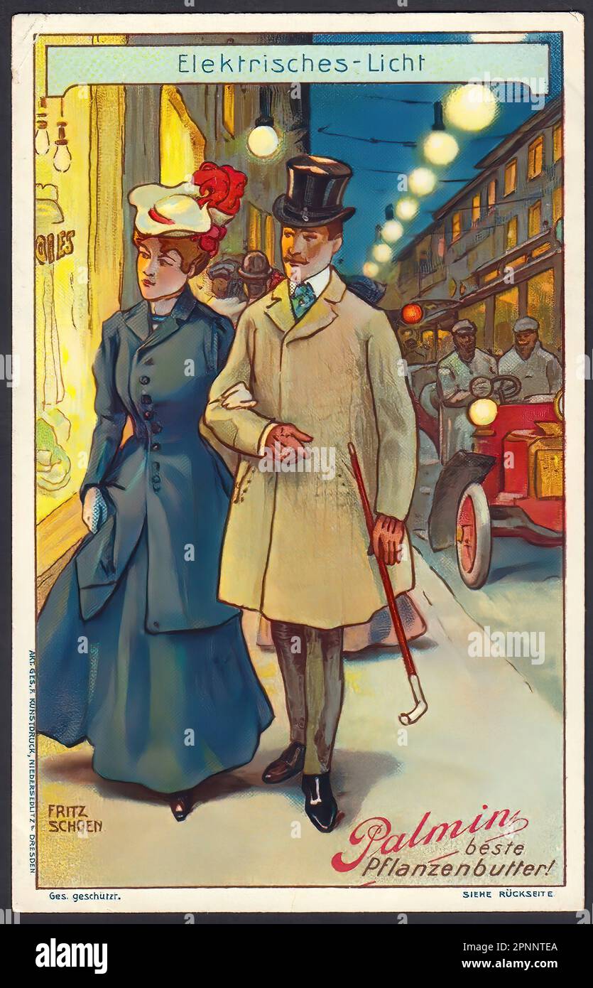 Electric Light - Vintage German Tradecard Stock Photo - Alamy