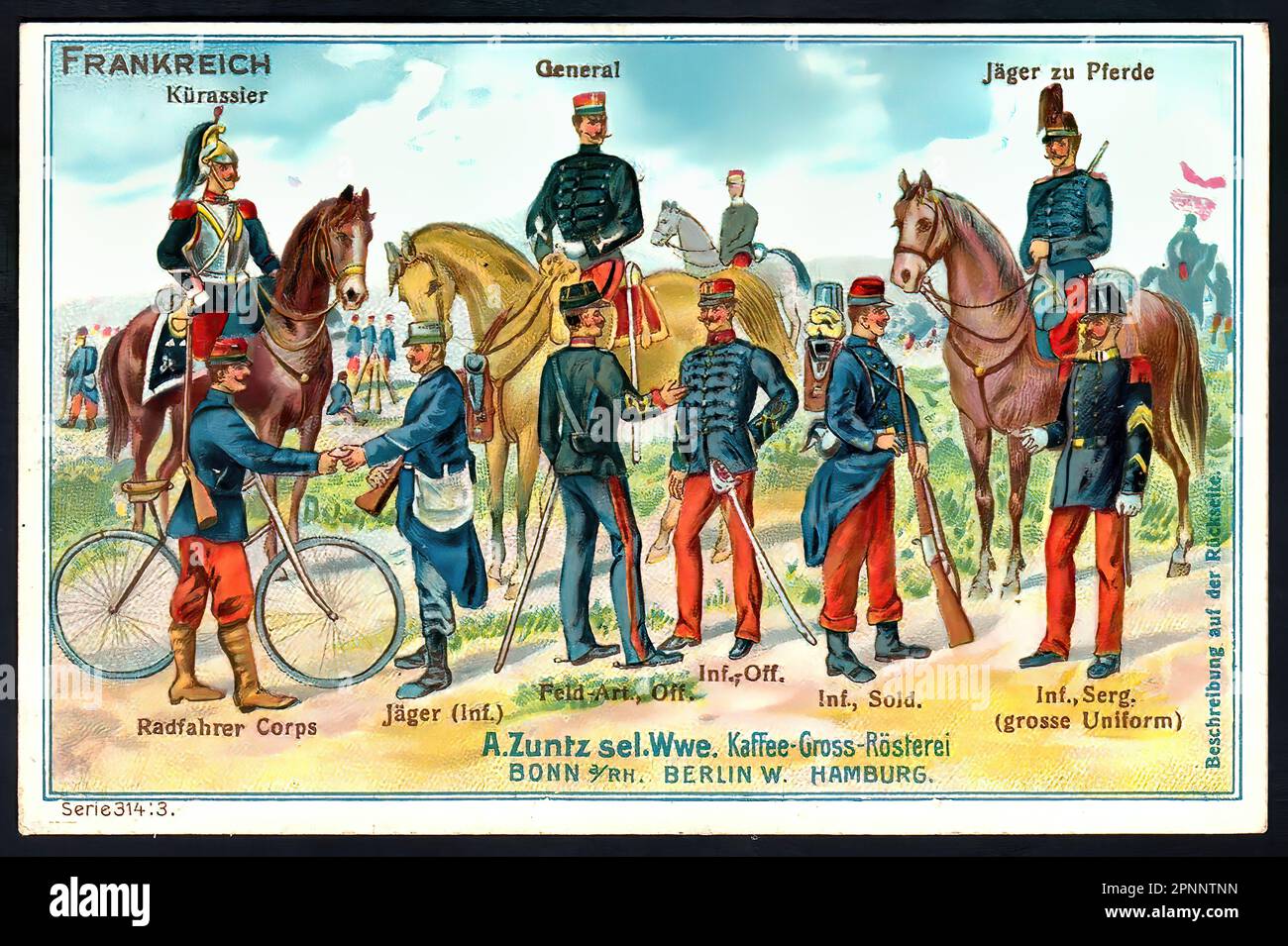 French Uniforms - Vintage German Trade Card Stock Photo - Alamy