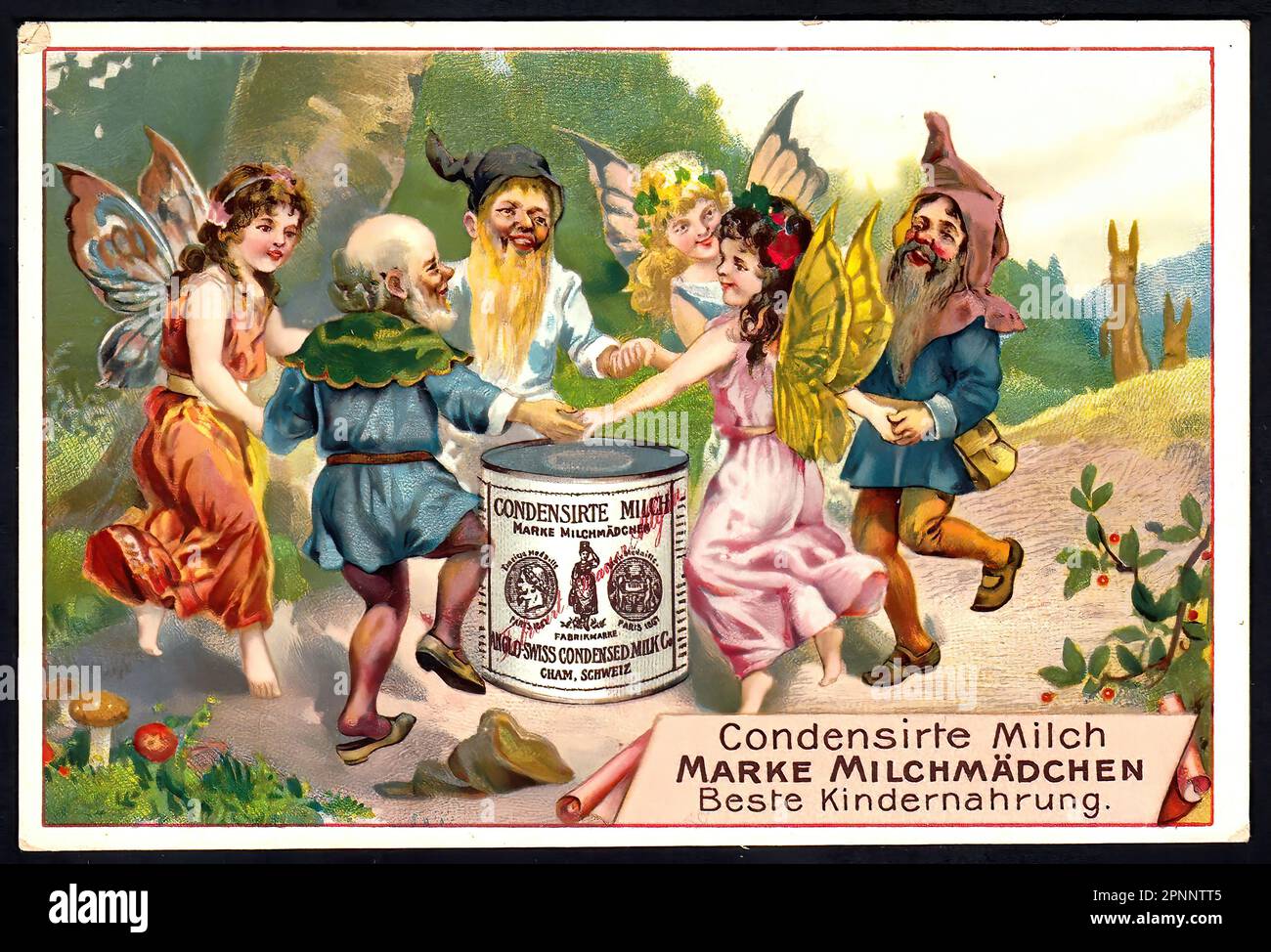Gnomes and Elves - Vintage German Tradecard Stock Photo - Alamy