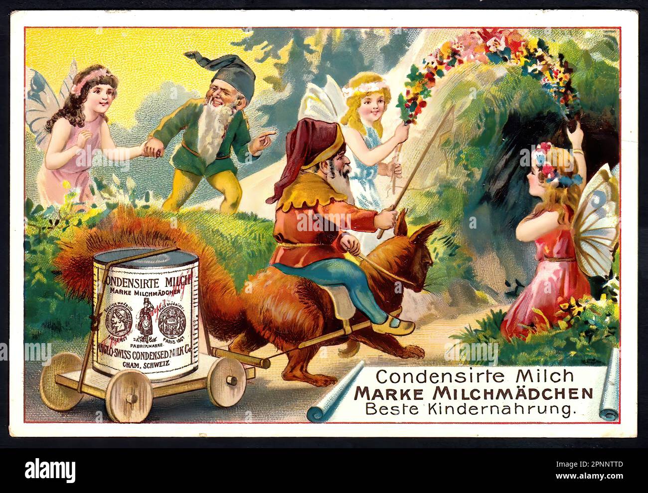 Gnomes and Elves - Vintage German Tradecard Stock Photo - Alamy