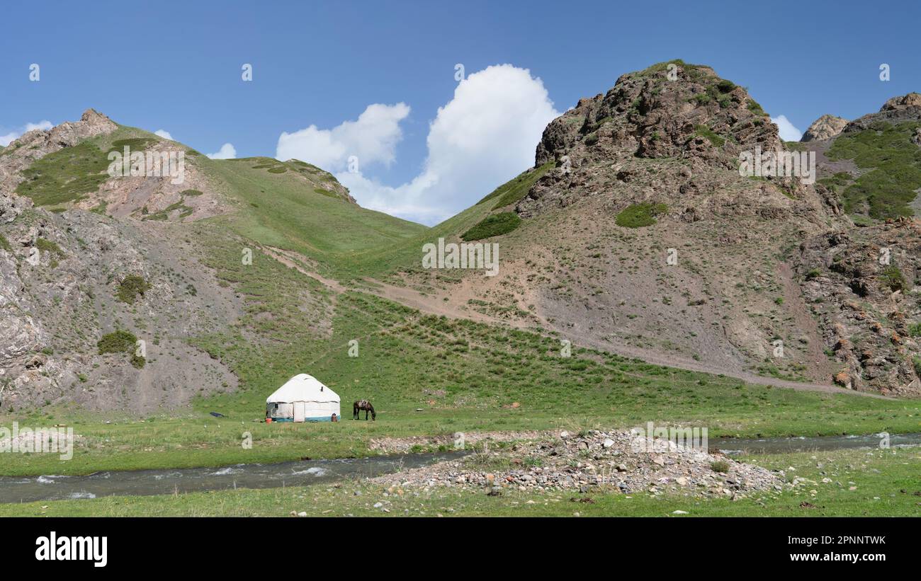 Traditional Yurt tent in Kyrgyzstan countryside. Yurt tents are ...
