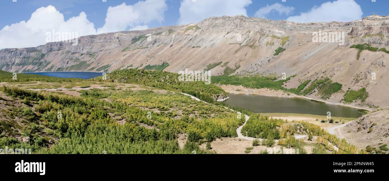 Nemrut Crater Lake is a natural lake, at the top of Mount Nemrut, an ...