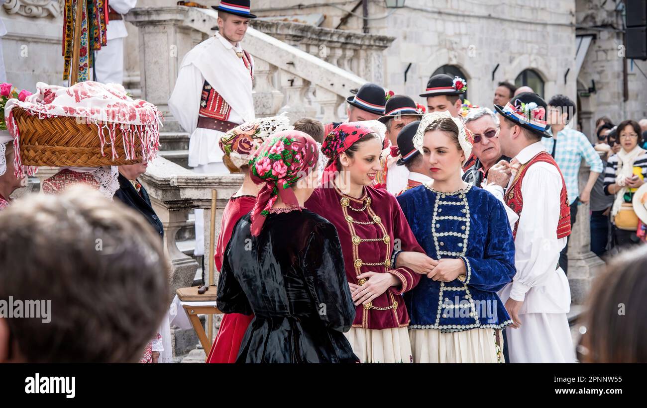 Dubrovnik - Croatia, May 2015: Girls dressed in national dress in ...