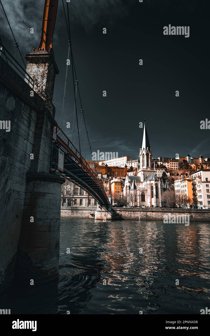 Lyon, a French city in the historic Rhône-Alpes region, is located at ...